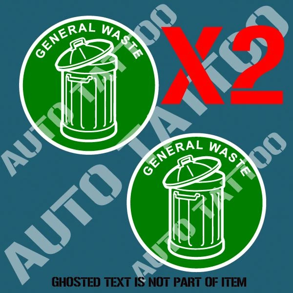GENERAL WASTE DECAL Sticker X2 Commercial Garbage Bin Oh&S Safety Decal ...