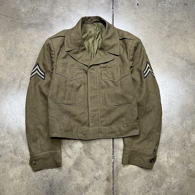 WWII 40S IKE Eisenhower US Army Corporal Field Jacket Wool Laundry ...