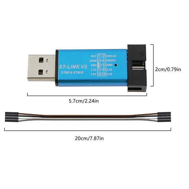 ST-LINK V2 PROGRAMMER Emulator Downloader STM8 STM32 with Dupont Cable ...