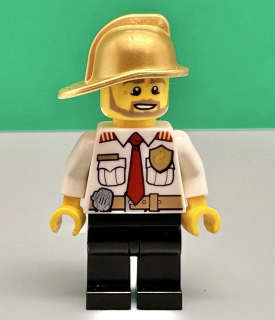 LEGO CITY MINIFIGURE Fire Chief From Fire Station Set 60004, cty0350 ...