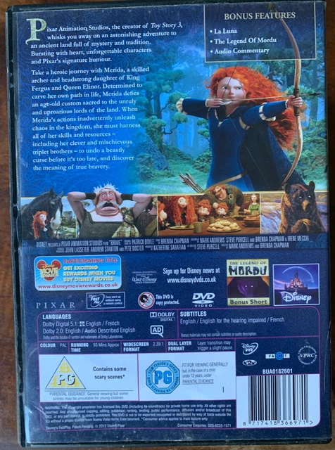 BRAVE DVD 2012 Walt Disney Pixar Dessin Animé Film Classique EUR 19,69 ...