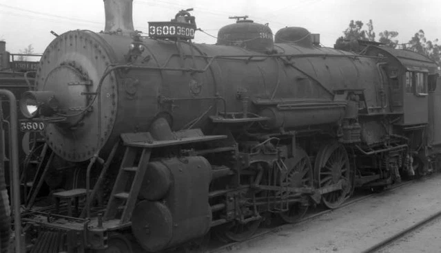 AT&SF SANTA FE Railroad locomotive engine No. 3600 type 4-6-2 OLD TRAIN ...