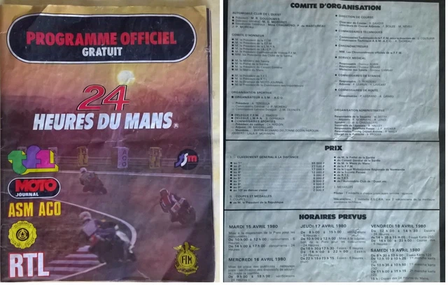 PROGRAMME 24 HEURES du Mans de 1980 EUR 5,00 - PicClick FR