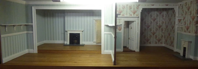 12TH SCALE DOLLS house large 2 room box, schoolroom, nursery, hallway £ ...