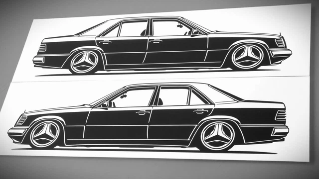 MERCEDES W124 STICKER Silhouette Mercedes W124 tuning Aufkleber 2x ...
