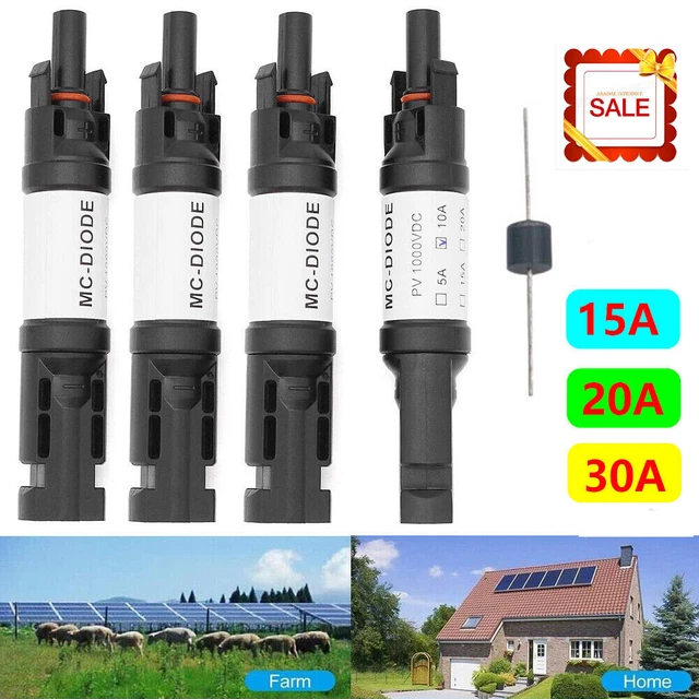 SOLAR PV DIODE Connector Cable Plug Inline Solar PV Panel Connector ...