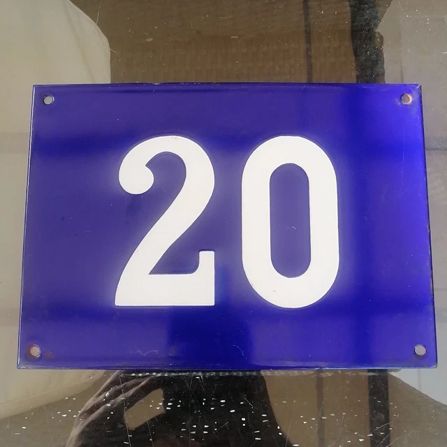 ANCIENNE GRANDE PLAQUE EMAILLEE RUE MAISON NUMERO 20 plate 24 x 17 cm ...