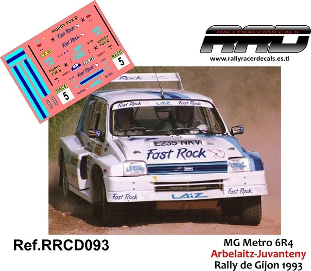 DECAL/CALCA 1/43; MG Metro 6R4; Arbelaitz-Juvanteny; Rally de Gijon ...