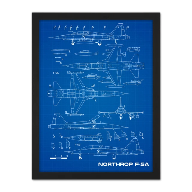 NORTHROP F-5A FREEDOM Fighter US Plane Blueprint Plan Framed Art Print ...