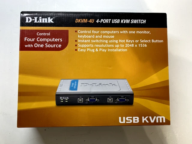 D-LINK DKVM-4U 4 Port USB KVM Switch New in Opened Box £19.99 - PicClick UK