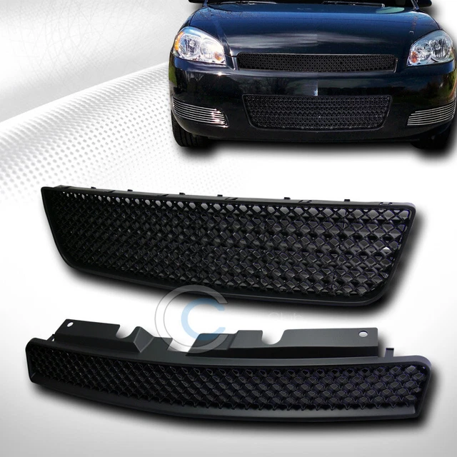 BLACK MESH FRONT Upper+Lower Bumper Grille For 06-13 Chevy Impala/14-16 ...
