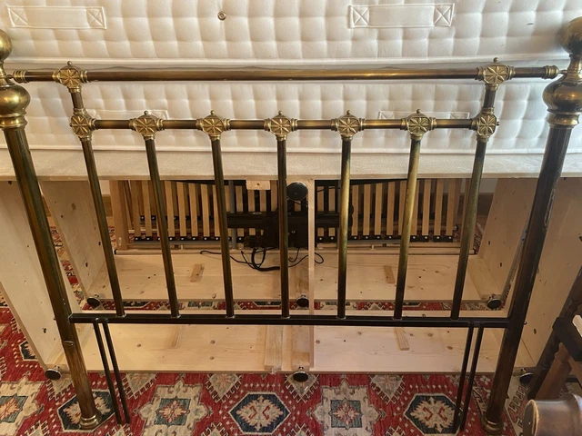 VICTORIAN STYLE KING Metal Bed Frame, Solid Brass with Slatted Base £52 ...