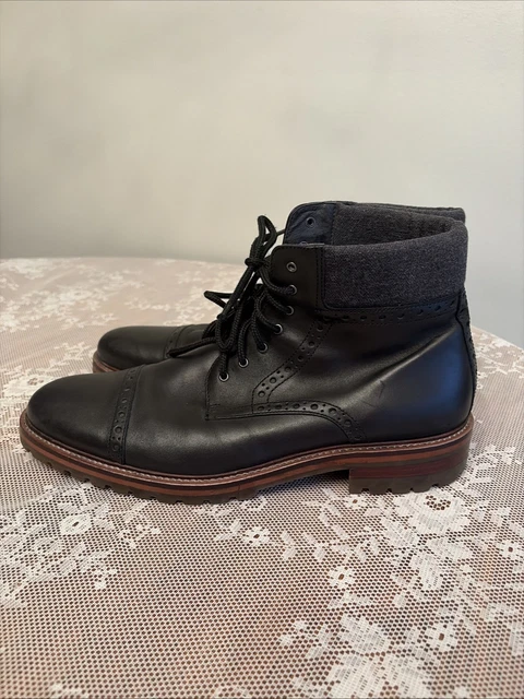 JOHNSTON & MURPHY Est 1850 Cap Toe Leather Boots Lug Sole Brogue Mens ...