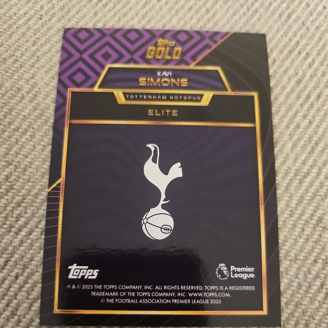 TOPPS GOLD PREMIER League 2025/26 Xavi Simons Elite /50 Tottenham ...