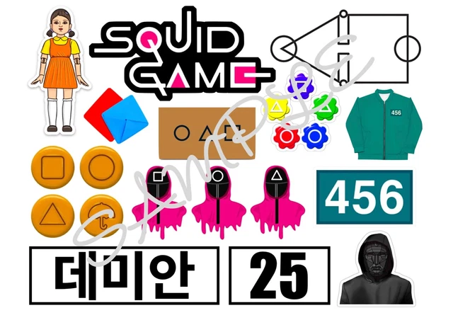 SQUID GAME (KOREAN personalisation) Edible Icing Sheet A4 Cake Toppers ...