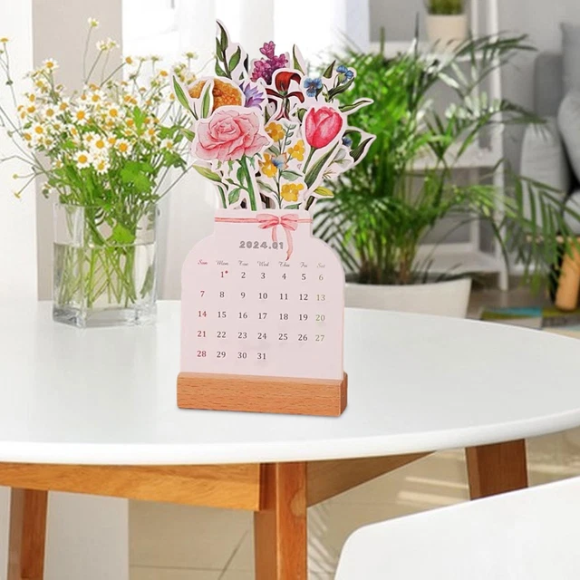 2024 DESK CALENDAR Vase Shaped Stand up Calendar for New Year Home ...