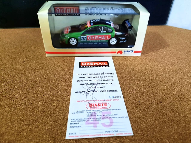 1:43 BIANTE &JOHN BOWE" #888 OZEMAIL RACING TEAM FORD BA FALCON XR8 ...