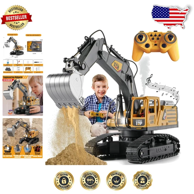 HEAVY DUTY RC Excavator: 1:14, Simulated Smoke, Metal Bucket, 14 ...