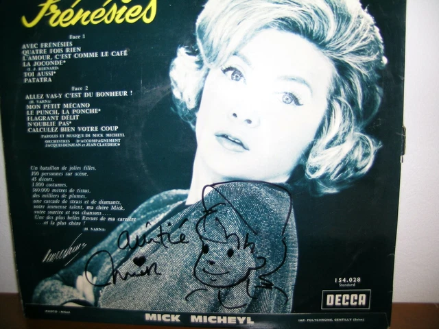 AUTOGRAPHE DÉDICACE DESSIN de la Chanteuse MICK MICHEYL sur Pochette LP ...