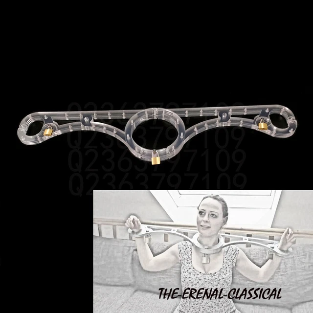 NEW CLEAR CRYSTAL Cangue Pillory Neck Oval Handcuffs Restraint Binding ...