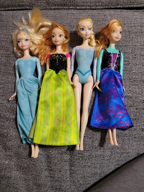 DISNEY FROZEN ELSA and Sparkle Princess Anna Doll Lot of 4 Two 2012 and ...