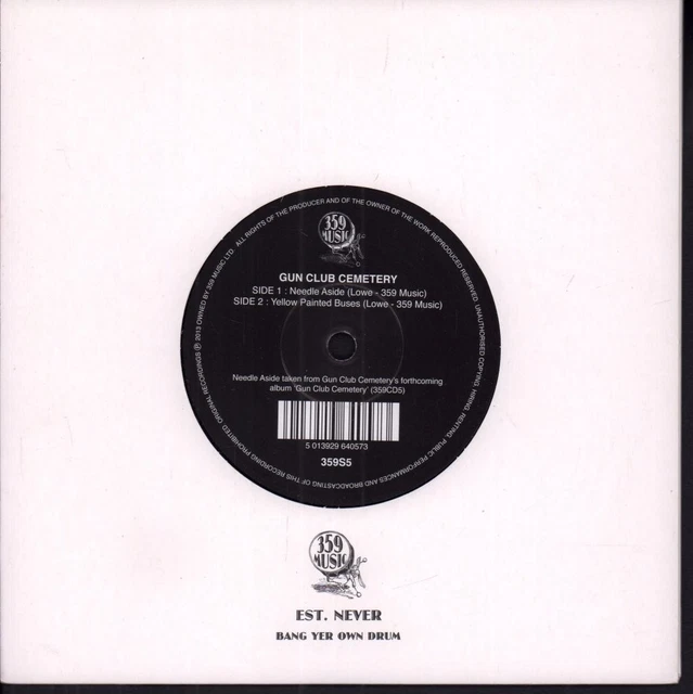 GUN CLUB CEMETERY Needle Aside 7" vinyl UK 359 Music 2013 die cut ...