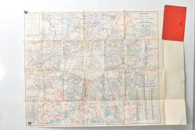 CIRCA 1970S PARIS City & Subway/Metro Map-Carte de la Banlieue-Plan de ...