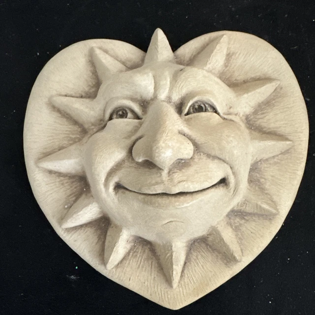 CONCRETE SUN FACE With The Cutest Grin And Cheery Eyes 7 X 7” Hang £20. ...