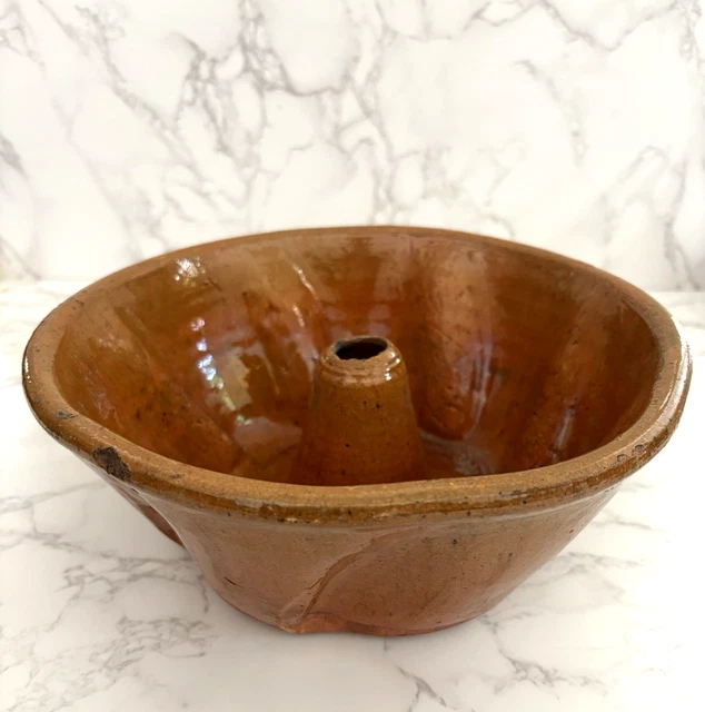 ANTIQUE 19THC STONEWARE Pottery Fluted Tube Pudding Bundt Cake Mold £45 ...