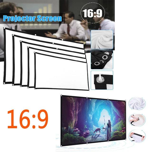 FOLDABLE PORTABLE PROJECTOR Screen 16:9 HD Outdoor Home 3D Movie ...
