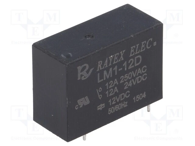 RELAY: ELEKTROMAGNETISCH 12A/250VAC Uspule: 12VDC Mini LM1-12D ...