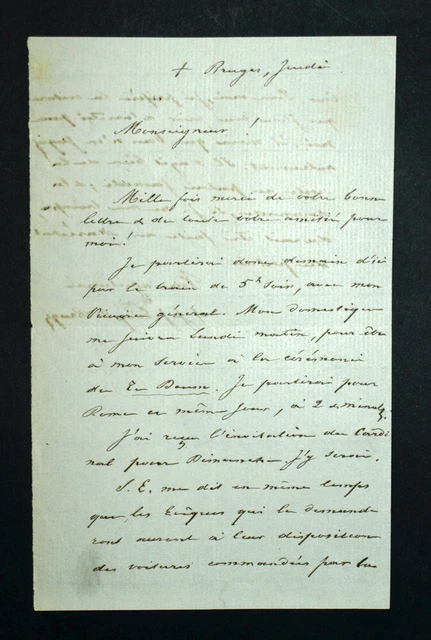 HANDWRITTEN LETTER HANDWRITTEN mail from Jean-Joseph Faict, Bishop of ...
