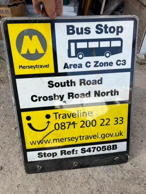 OLD MERSEY TRAVEL Liverpool Bus Stop Sign - South Road Crosby Road ...