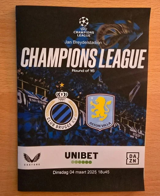 ASTON VILLA V Club Brugge - 12/03/2025 - Champions League RND 16 - Programme £8.52 - PicClick UK