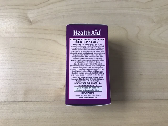 HEALTH AID COLLAGEN Complex with Hyaluronic Acid, Vit C, E, Zinc ...