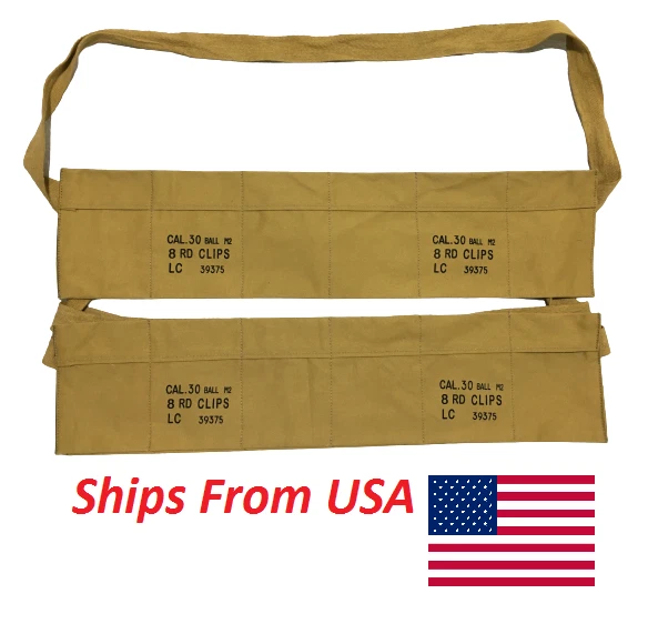 WWII US ARMY Cotton Cloth Bandolier for M1 Garand Cotton Cloth Cover ...