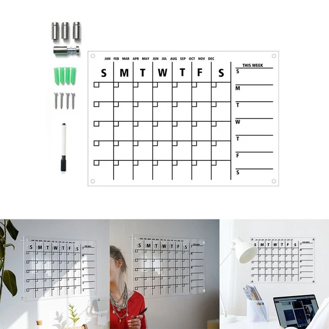 TABLEAU DE PLANIFICATION de calendrier acrylique pour bureau ou salle ...