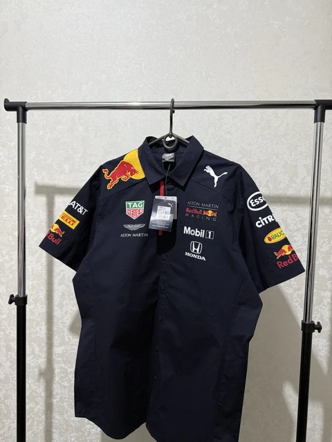 PUMA ASTON MARTIN Red Bull Racing Team F1 Mens Button Up Shirt Blue ...