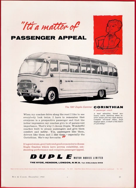 BUS MAGAZINE ADVERT 1960 ~ Duple Motor Bodies of Hendon - Commer ...