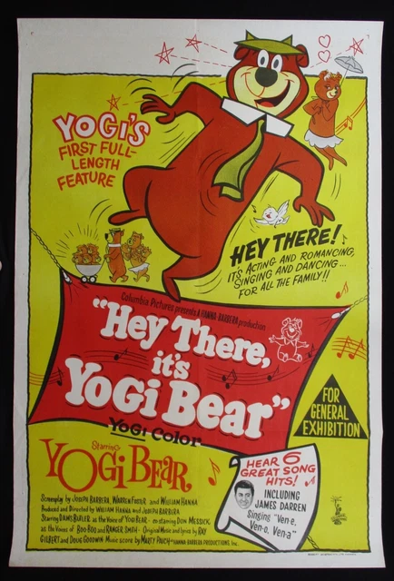 HEY THERE, IT'S YOGI BEAR 1964 Rare Australian movie poster Hanna ...