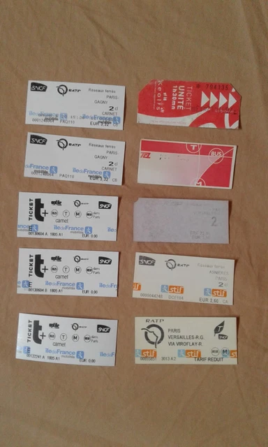 10 ANCIENS TICKETS Metro Bus RATP KEOLIS Saint Malo TCL Lyon EUR 2,50 ...