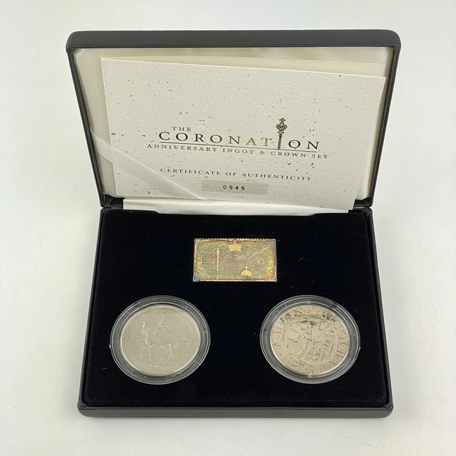 UNITED KINGDOM THE Coronation Anniversary Ingot & Crown Set £5 Coin ...