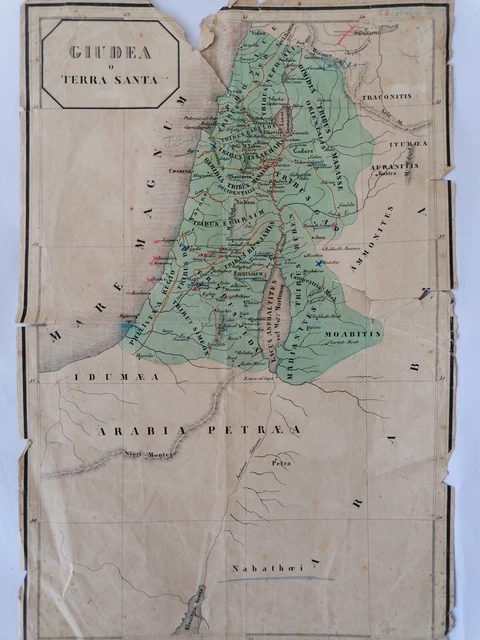 GIUDEA TERRA SANTA CARTINA GEOGRAFICA degli anni '30 + AMERICA ...