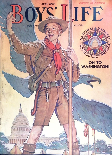 BOYS LIFE MAGAZINE JUL 1935 Norman Rockwell Cover of Boy Scout Eagle ...