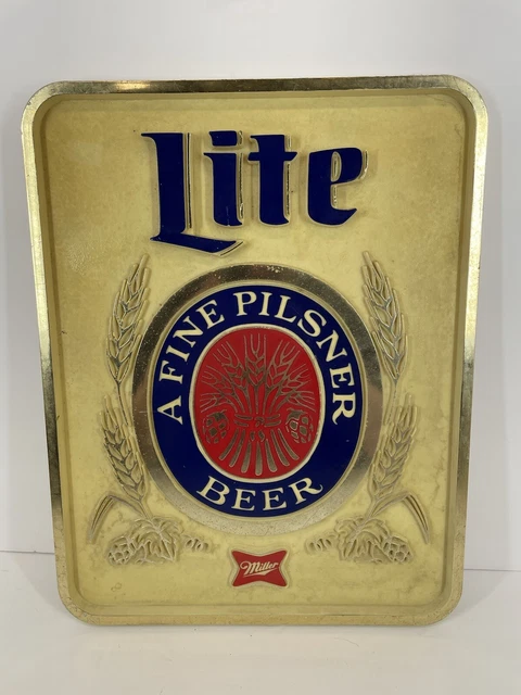 VINTAGE MILLER LITE BEER SIGN + A Fine Pilsner BEER + Plastic ...