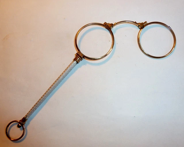 ANCIENNE LUNETTE FACE A MAIN BINOCLE LORGNON ÉPOQUE 19é SIÉCLE PLAQUÉ ...
