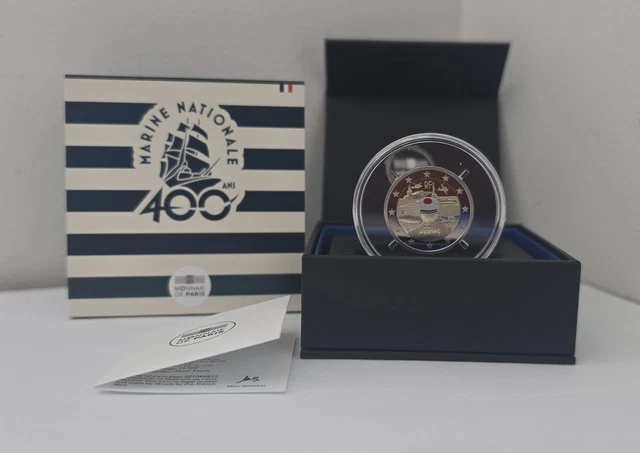 BOX BE/PROOF €2 Euro Commemorative France 2026 Navy National COLORED ...
