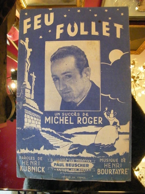 PARTITURA FEU FOLLET Michel Roger 1945 Foglio Musicale EUR 13,47 ...