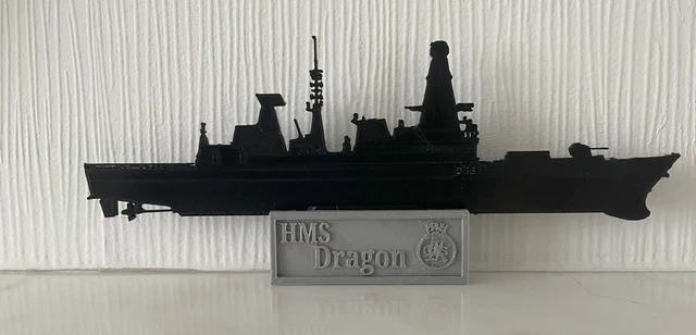 ROYAL NAVY HMS Dragon D35 silhouette Memorial, Desktop ornament ...