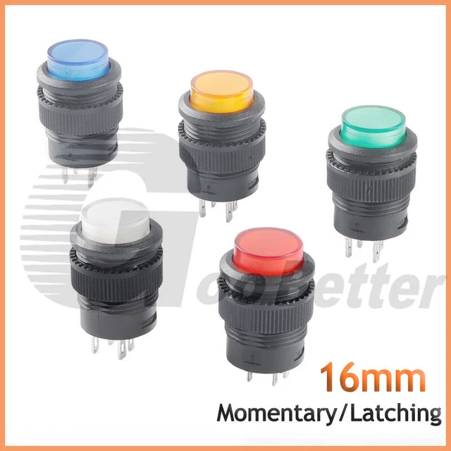 DRUCK TASTER DRUCKTASTER Schalter Drucktastschalter 250V/1A 2 PIN Ø10mm ...